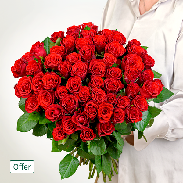 Bunch of 60 red roses - Send flowers online with FloraPrima.de